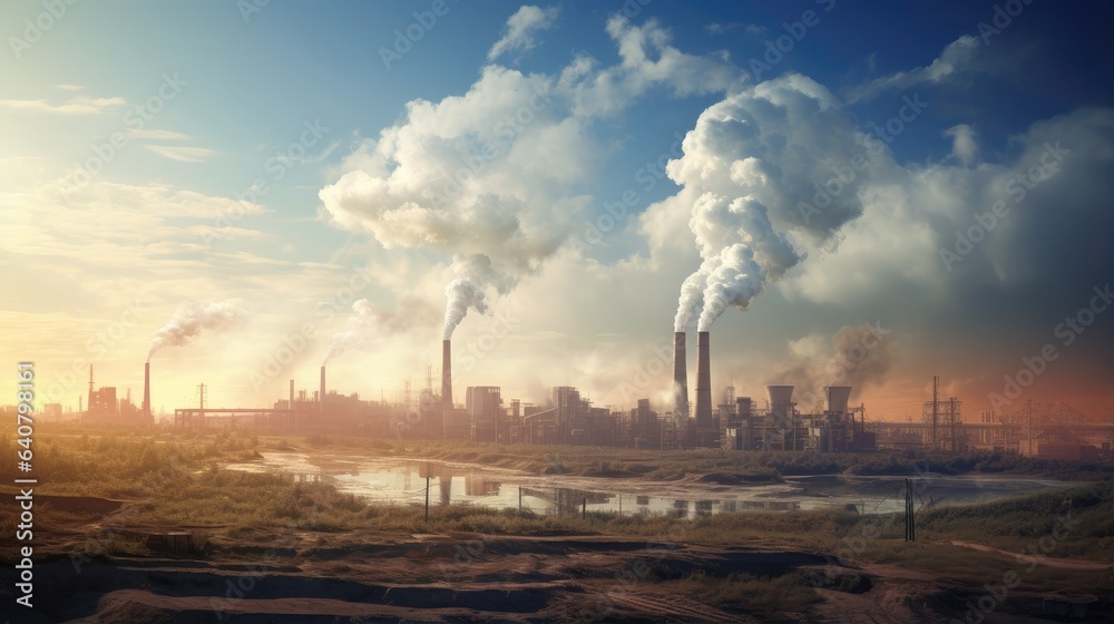 clean, blue sky with a polluted sky filled with smog or industrial ...