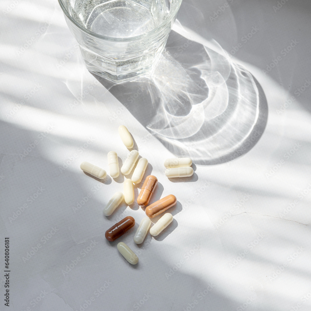 Minimal beauty, wellness, pharmaceutical industry concept. Different ...