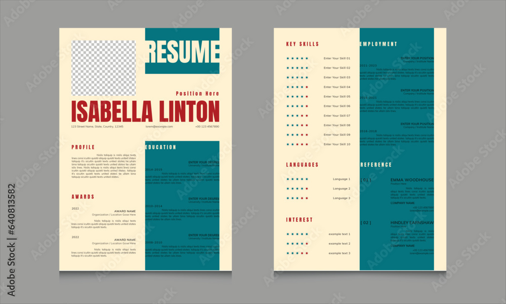 Minimal Resume Layout, Modern CV Template, Job Applications, Vector ...