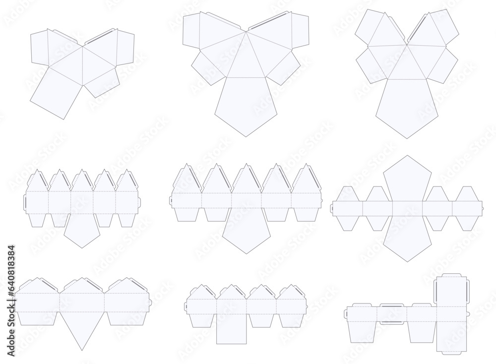 Editable Collection Foldable Box Die Cut Cube Template Blueprint Layout With Cutting And Scoring