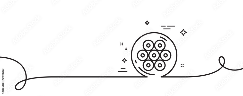 Cable section line icon. Continuous one line with curl. Optic fiber ...