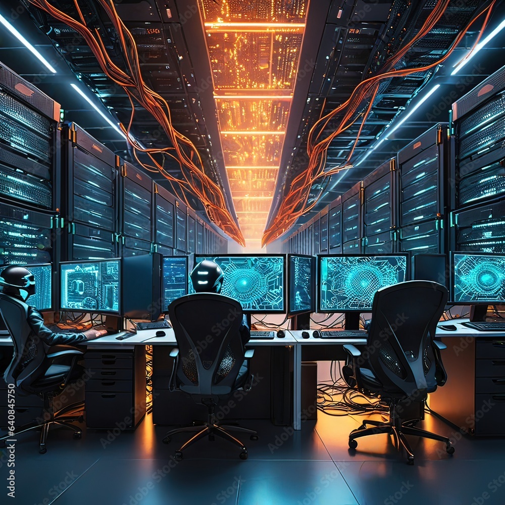 Cutting-edge Vision: Tech Guru in Futuristic Data Center Utilizing ...