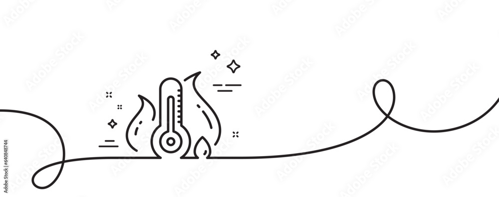 Fever temperature line icon. Continuous one line with curl. Thermometer ...
