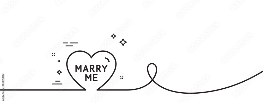 Marry me line icon. Continuous one line with curl. Sweet heart sign ...