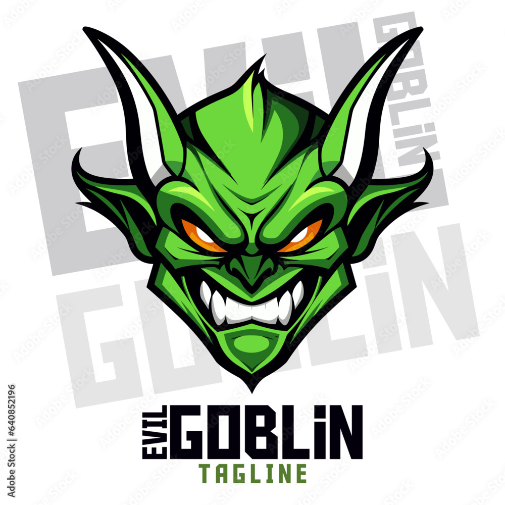 Illustrated Malicious Green Goblin: Logo, Mascot, Illustration, Vector ...