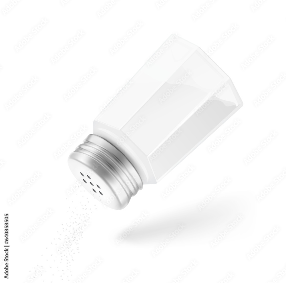 Realistic salt shaker mockup. Vector illustration isolated on white ...