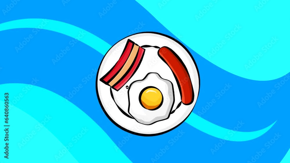 Plate with food animated in cartoon style, 2d animation. Stock-Video ...