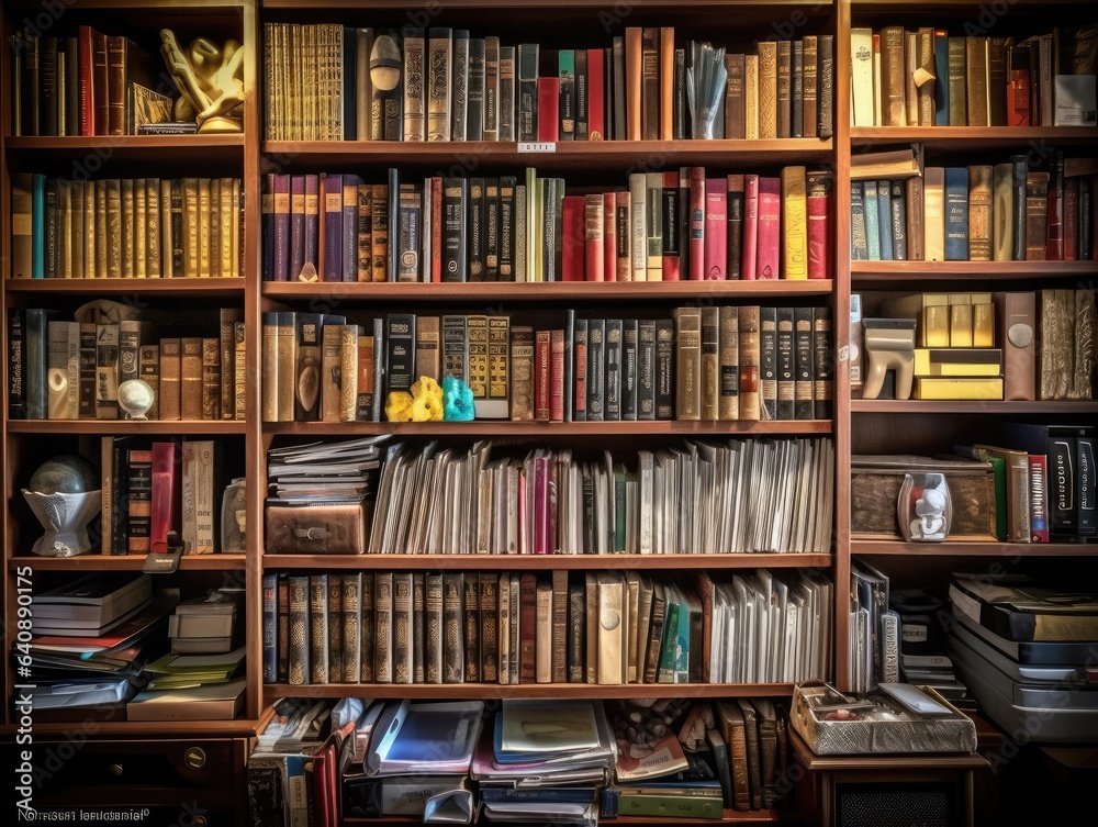 The image depicts a sleek and stylish modern office with an impeccably ...