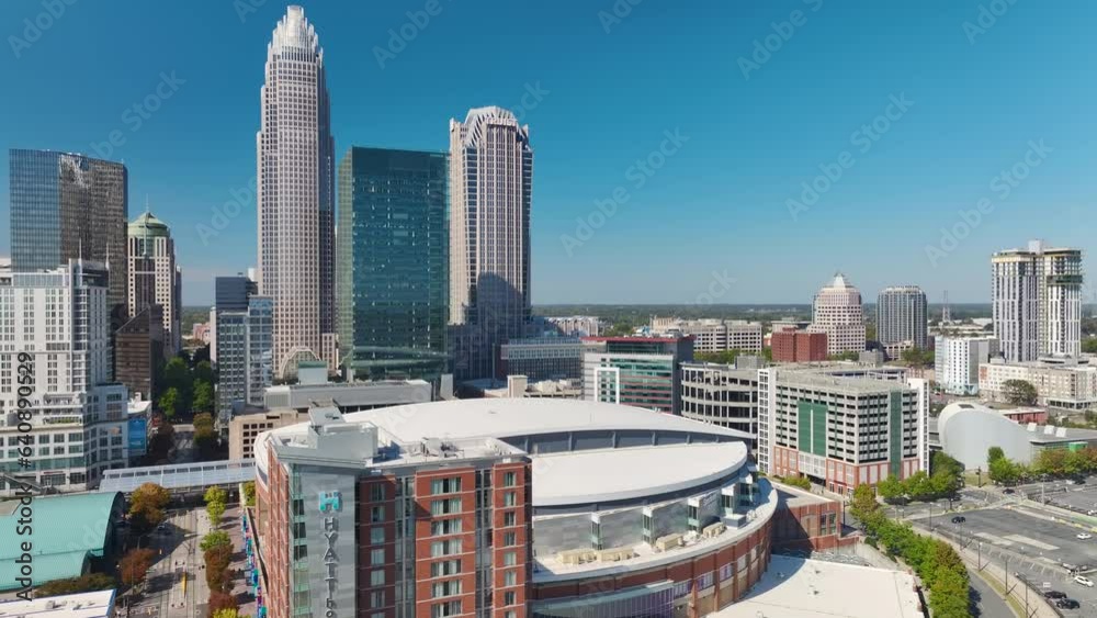 Urban landscape of downtown district of Charlotte city in North ...
