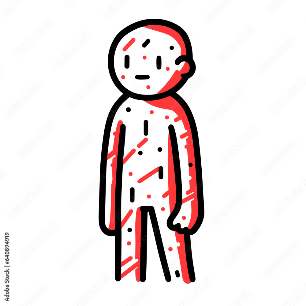 Rash vector icon in minimalistic, black and red line work, japan web ...