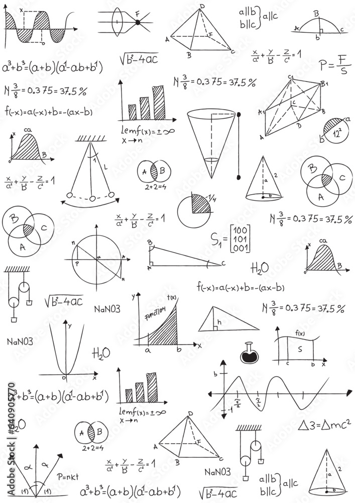 Math vector with formulas geometrical plots and calculations Endless ...