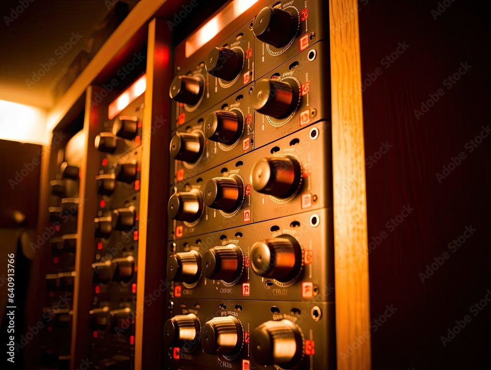 A close-up image of a modern office intercom system with a tiny ...