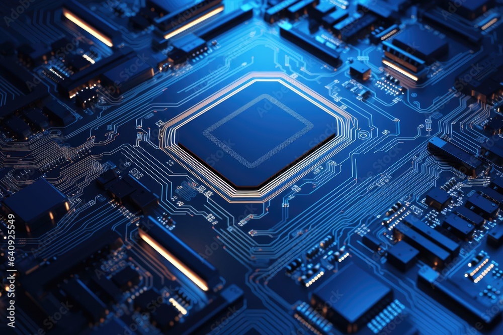 CPU Chip on Motherboard. Abstract background with computer processor ...