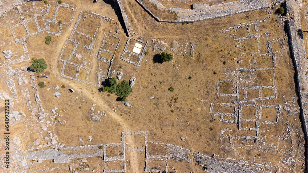 Aerial view of the ruins of the ancient city of Hattusa. Hattusas was ...