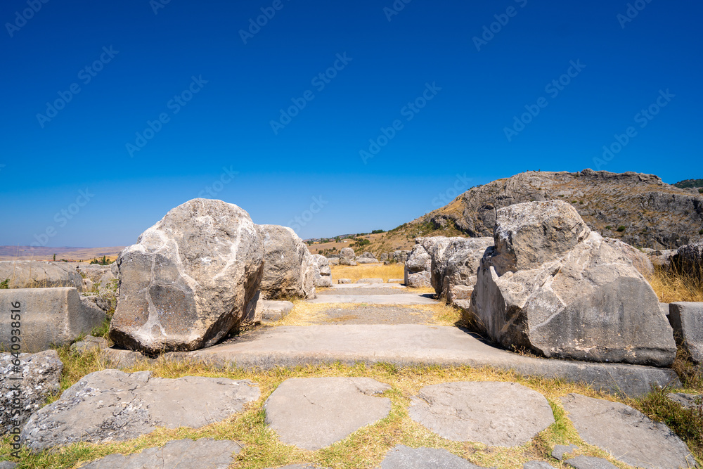 Ruins in the ancient city of Hattusa. Hattusas was the capital of the ...