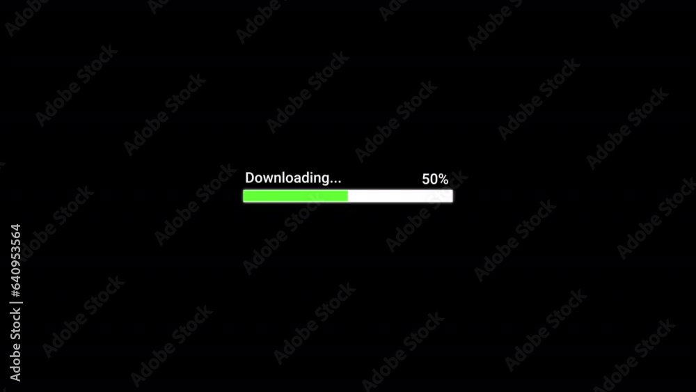 Green color downloading progress bar, Downloading bar loading progress indicator from 0% to 100% ...