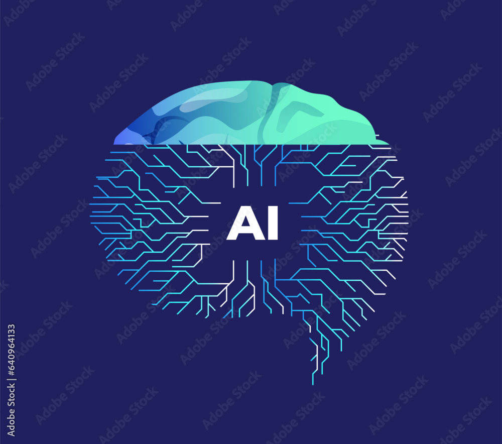 Iceberg AI human brain and Ai brain, (Artificial Intelligence), Circuit ...