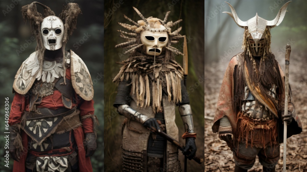 Humans in Animal Masks Convene in the Underworld, Partaking in the ...