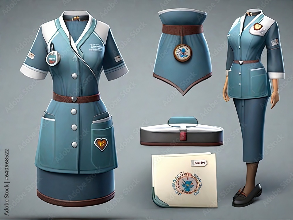 The nurse's uniform with attention to detail, including accurate ...