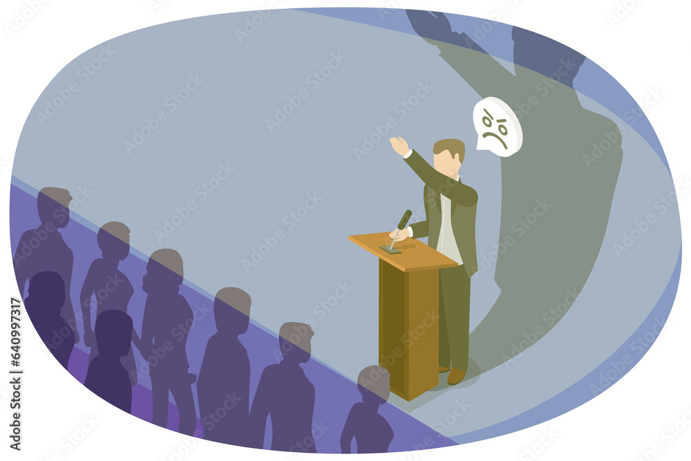 3D Isometric Flat Conceptual Illustration of Dictator, Totalitarian ...