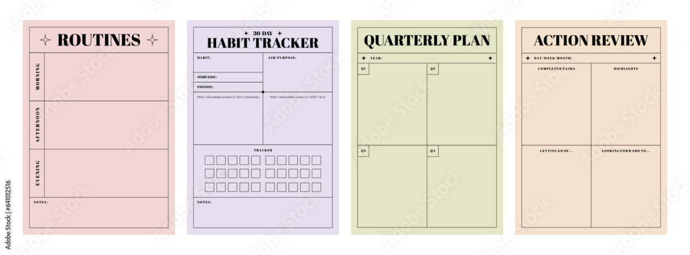 Printable Planner Template Collection with Habit Tracker, Routines ...