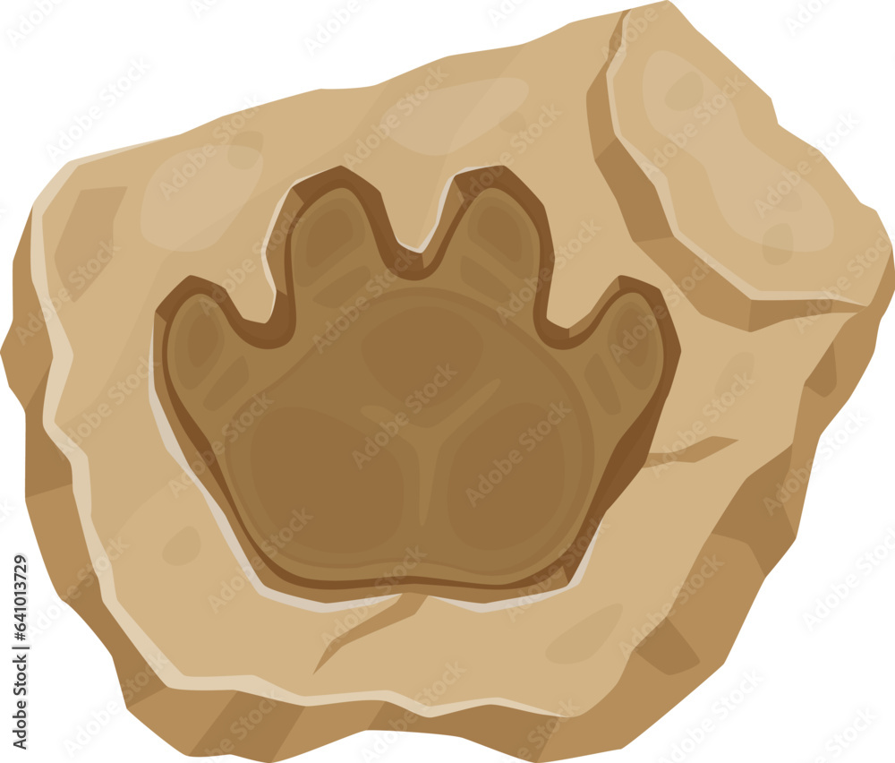 Ancient ankylosaurus dinosaur footprint, archaeology fossil. Isolated ...
