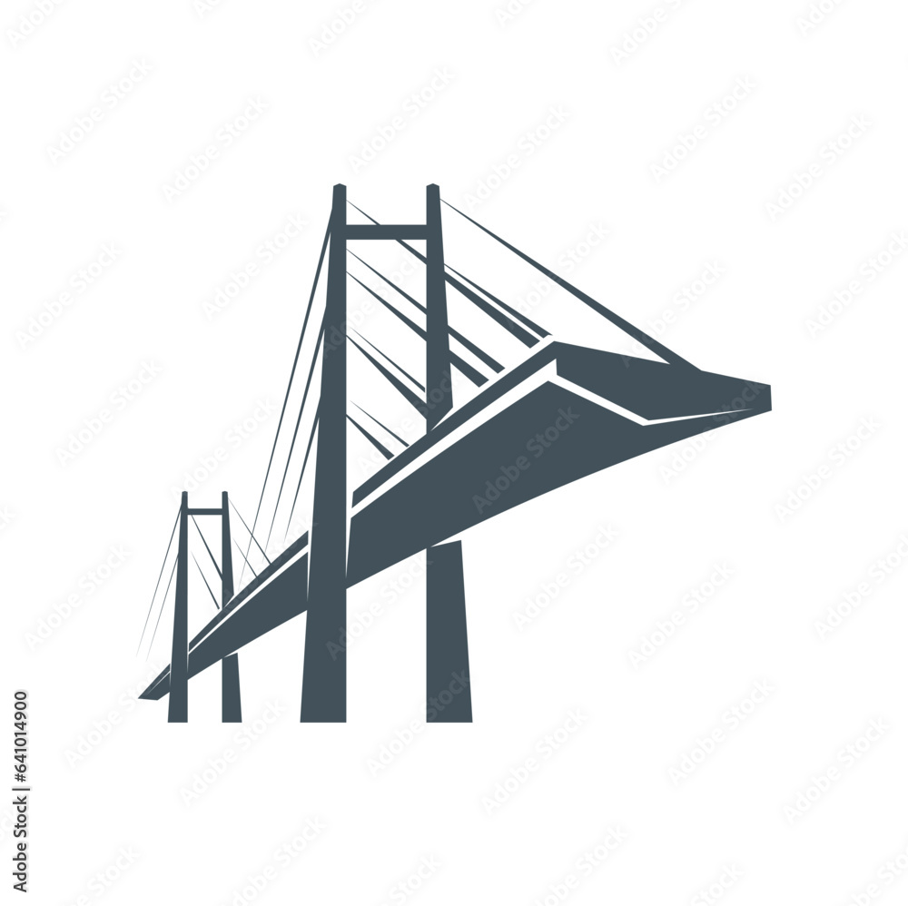 Bridge construction icon, vector city architecture and urban travel ...