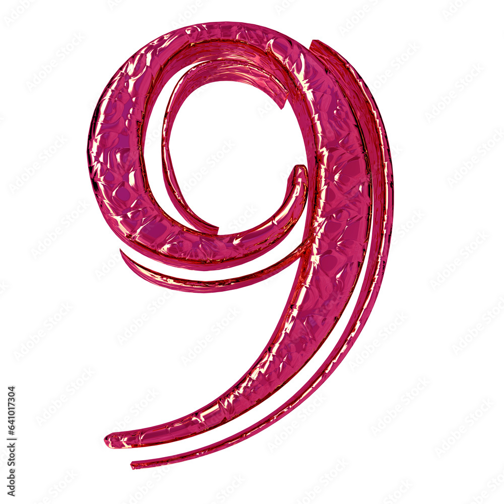 Fluted pink symbol. front view. number 9 Stock Illustration | Adobe Stock