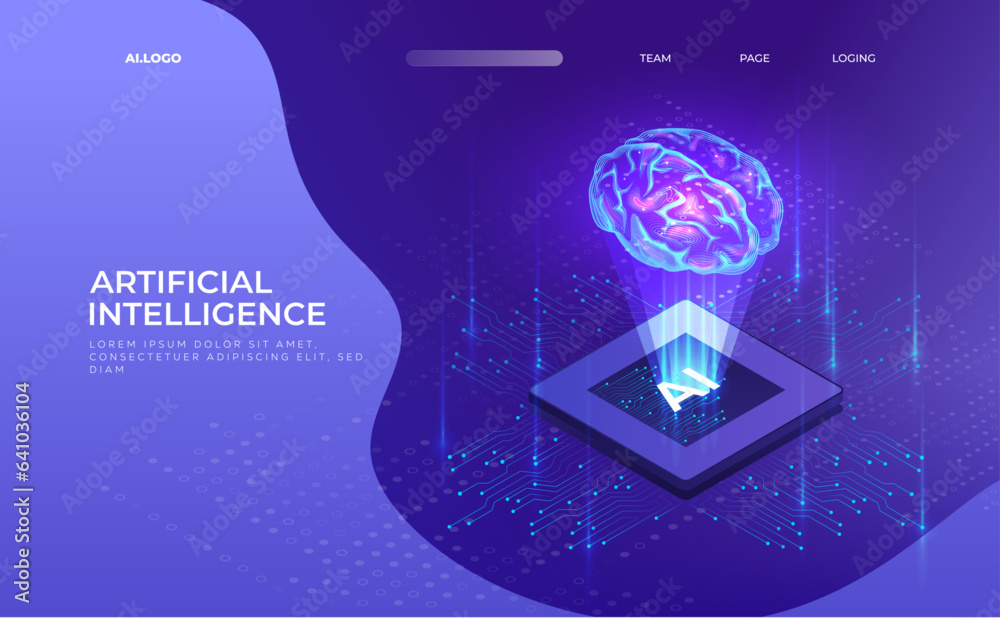 Artificial Intelligence banner, Deep machine learning AI, Technological ...