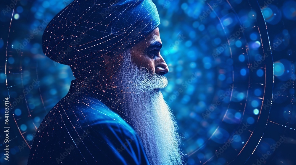 Guru Nanak Jayanti, Abstract illustration, Guru Nanak, Low poly blue ...