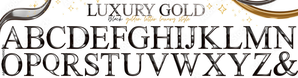 Black gold glitter letter uppercase, alphabet, text, character, font ...