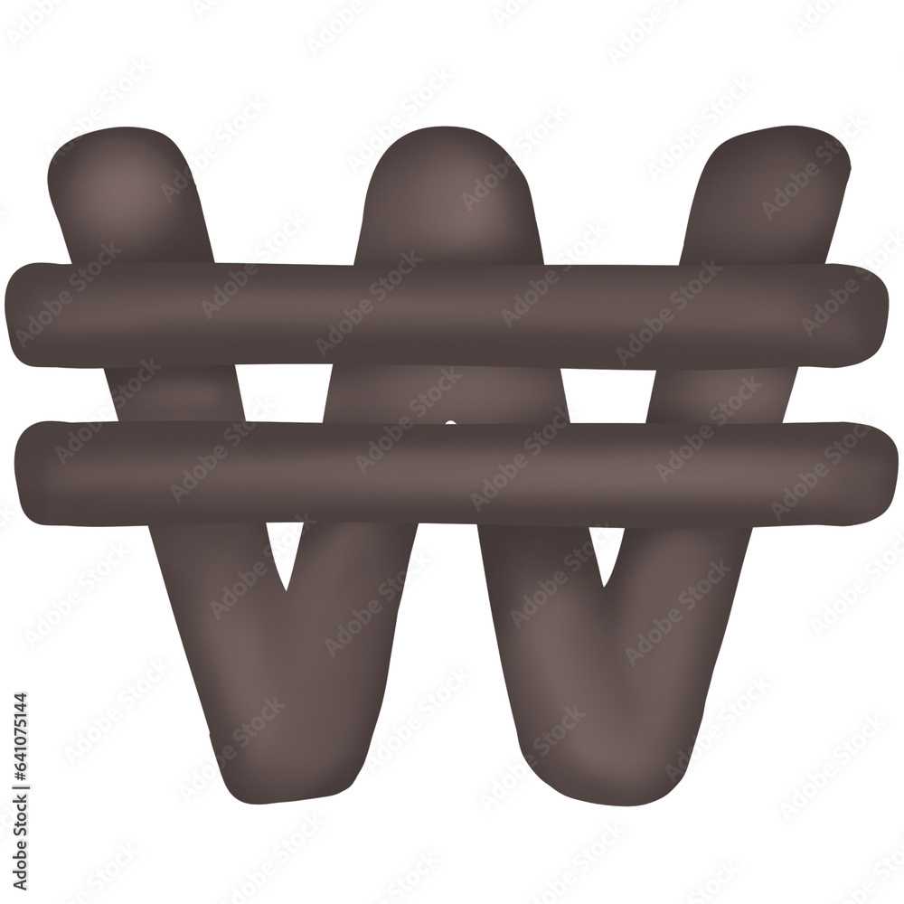 Won sign ₩ on transparent background. Won sign ₩ illustration. Won sign ...