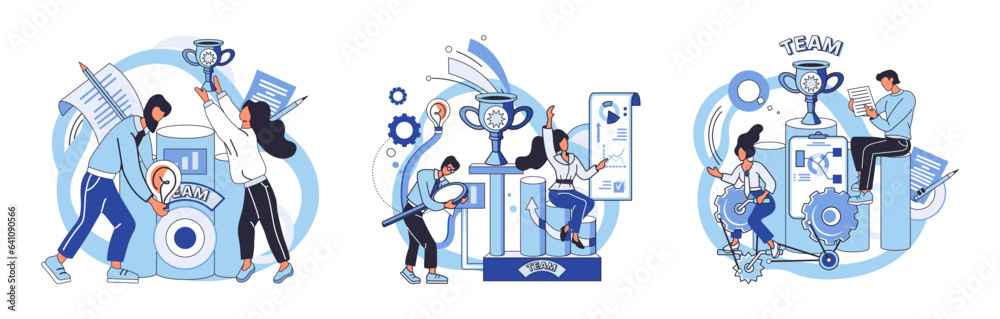 Team solving complex problems. Teamwork vector illustration metaphor ...