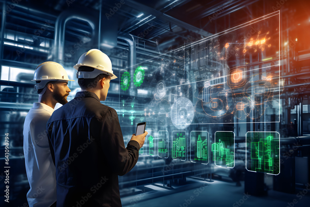 Factory Digitalization: Two Industrial Engineers Use Tablet Computer ...