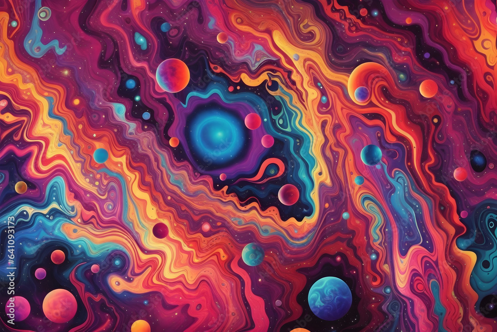 Colourful psychedelic nebula space. Background, wallpaper, web banner ...
