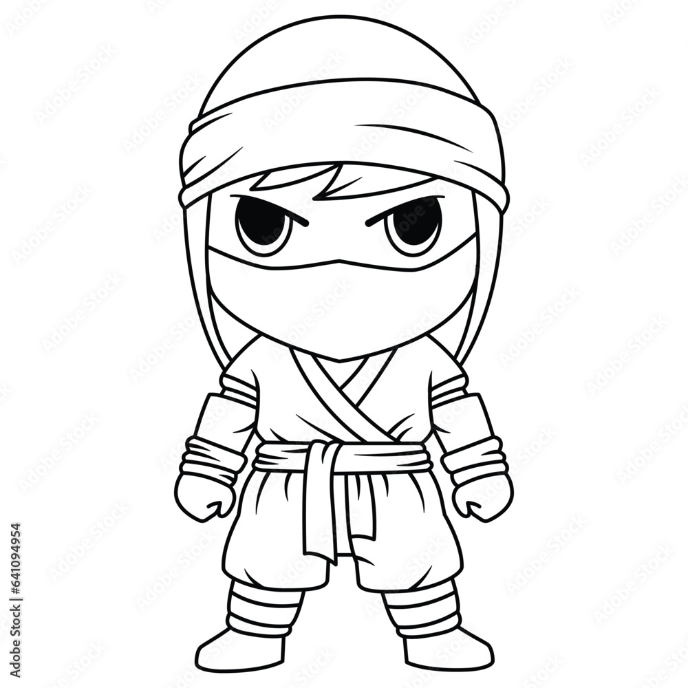 kids friendly ninja coloring page for kids isolated clean and ...