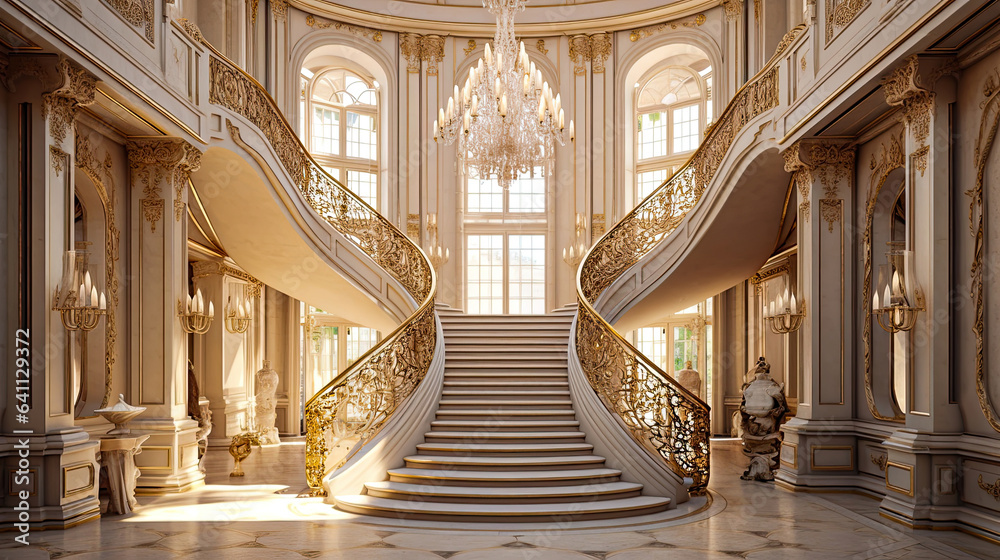 Floral Rococo Staircase Backdrop for Wedding, Maternity, Portrait ...