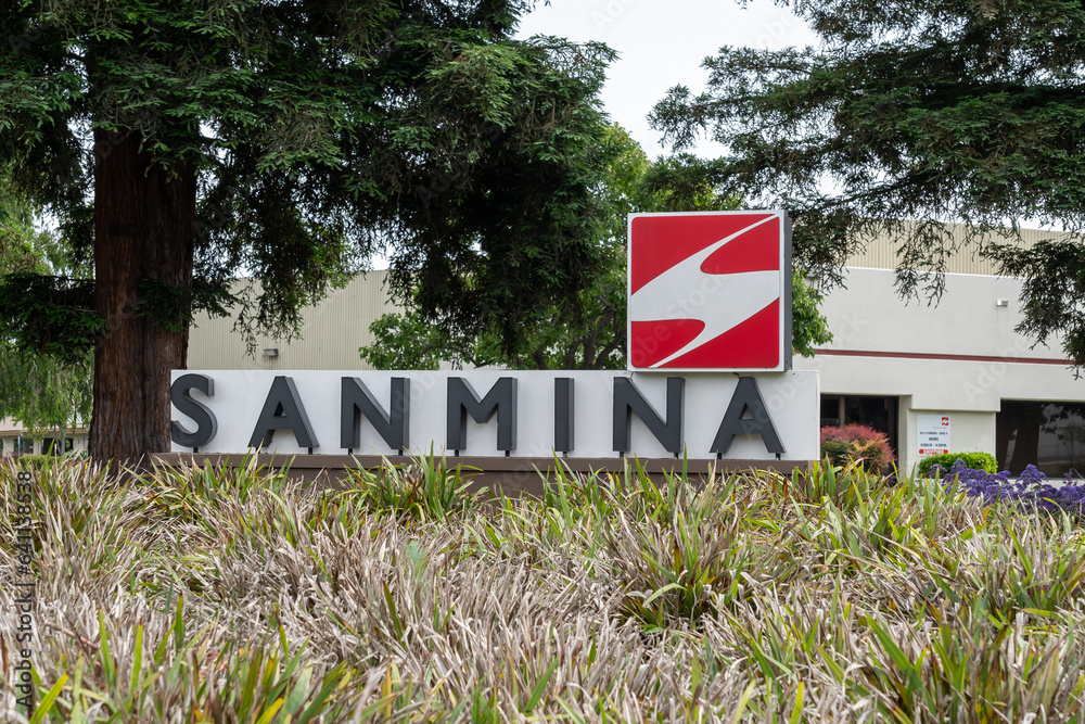 Sanmina headquarters in San Jose, California, USA - June 10, 2023. Sanmina Corporation is an ...