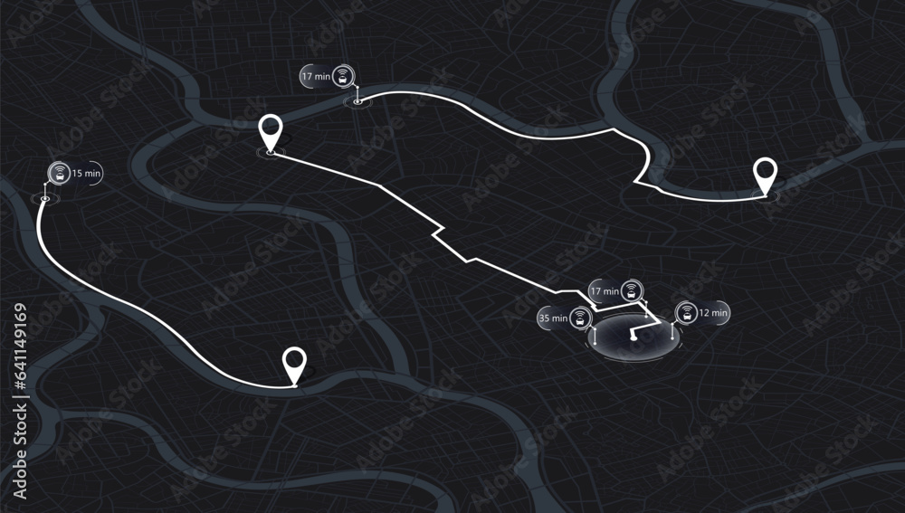 Isometric map city with gps pins. Street, road,. Alternative way with ...