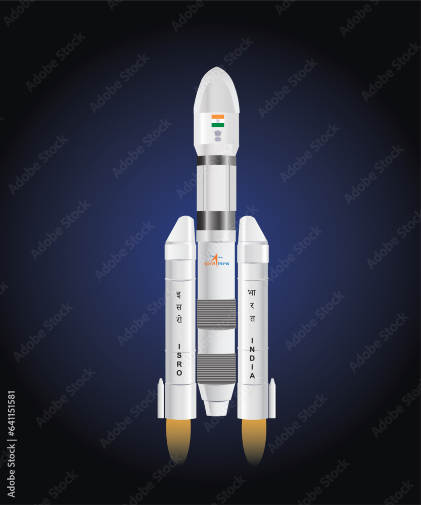 PUNE, INDIA, 15TH JULY 2023 Chandrayaan 3 on moon with blue background ...