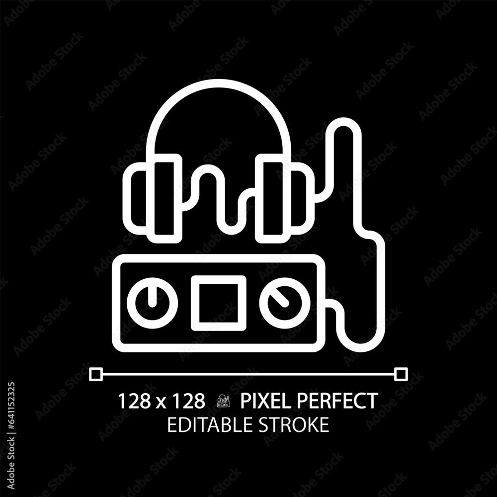 Audiometer pixel perfect white linear icon for dark theme. Hearing exam ...