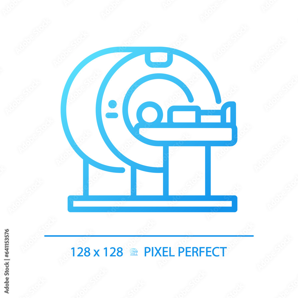 Mri machine pixel perfect gradient linear vector icon. Computed ...