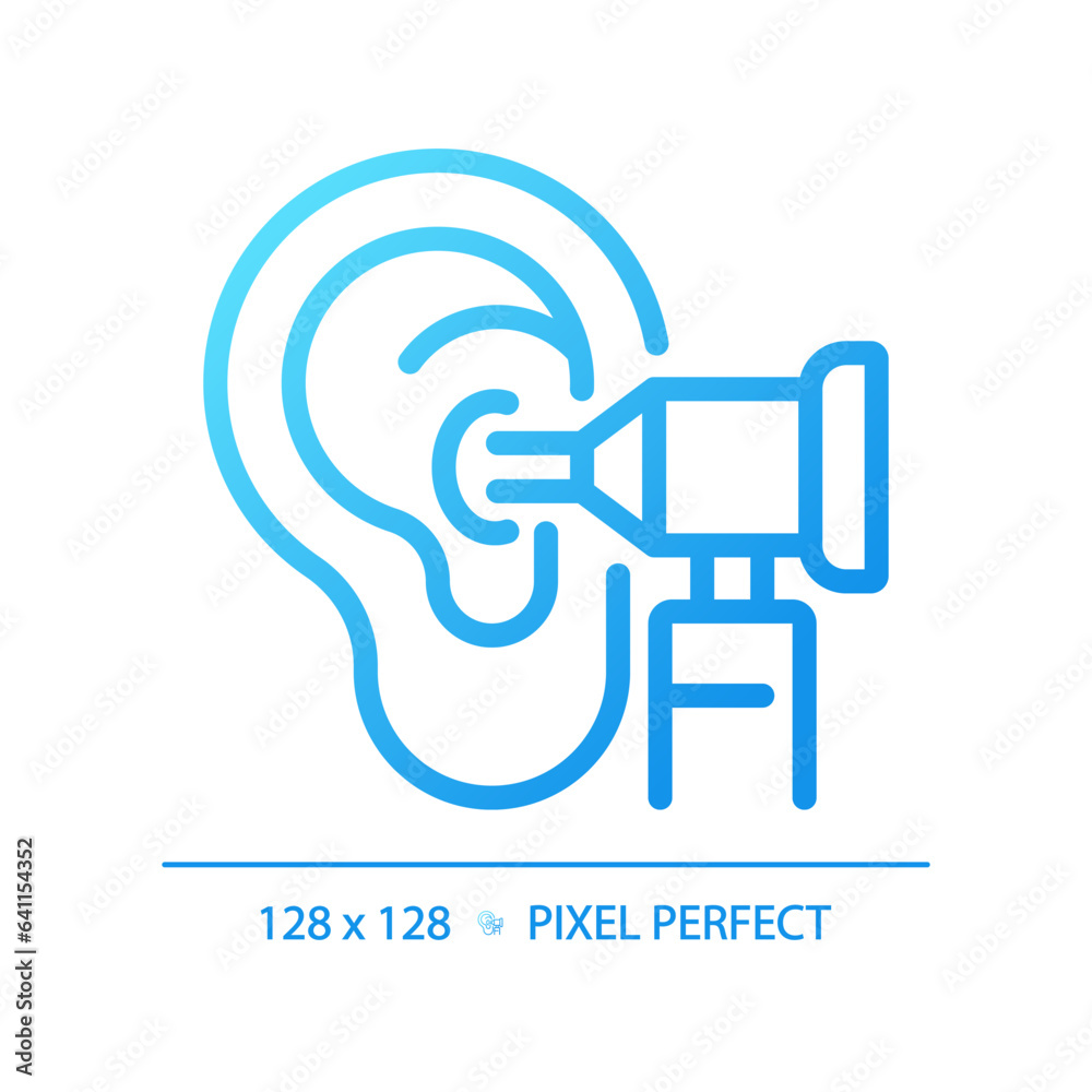 Otoscope pixel perfect gradient linear vector icon. Medical instrument ...