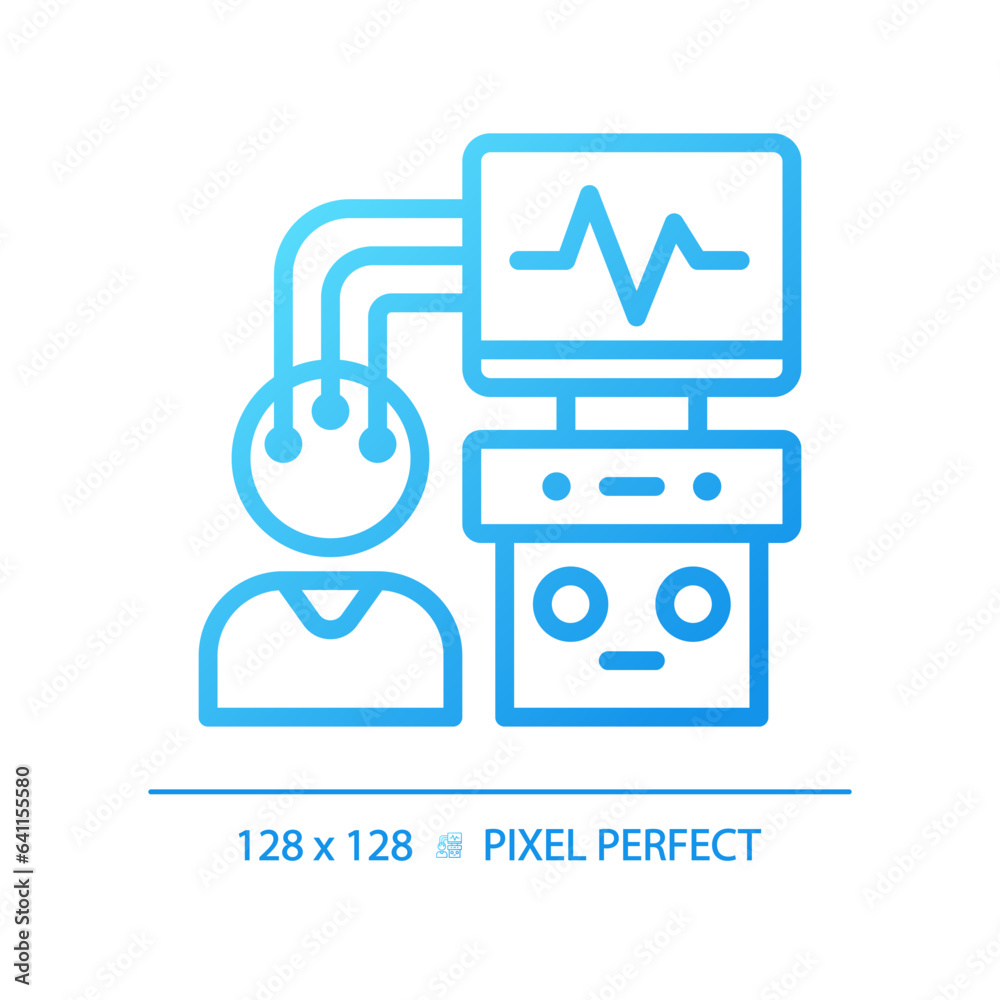 Eeg machine pixel perfect gradient linear vector icon. Brain activity ...