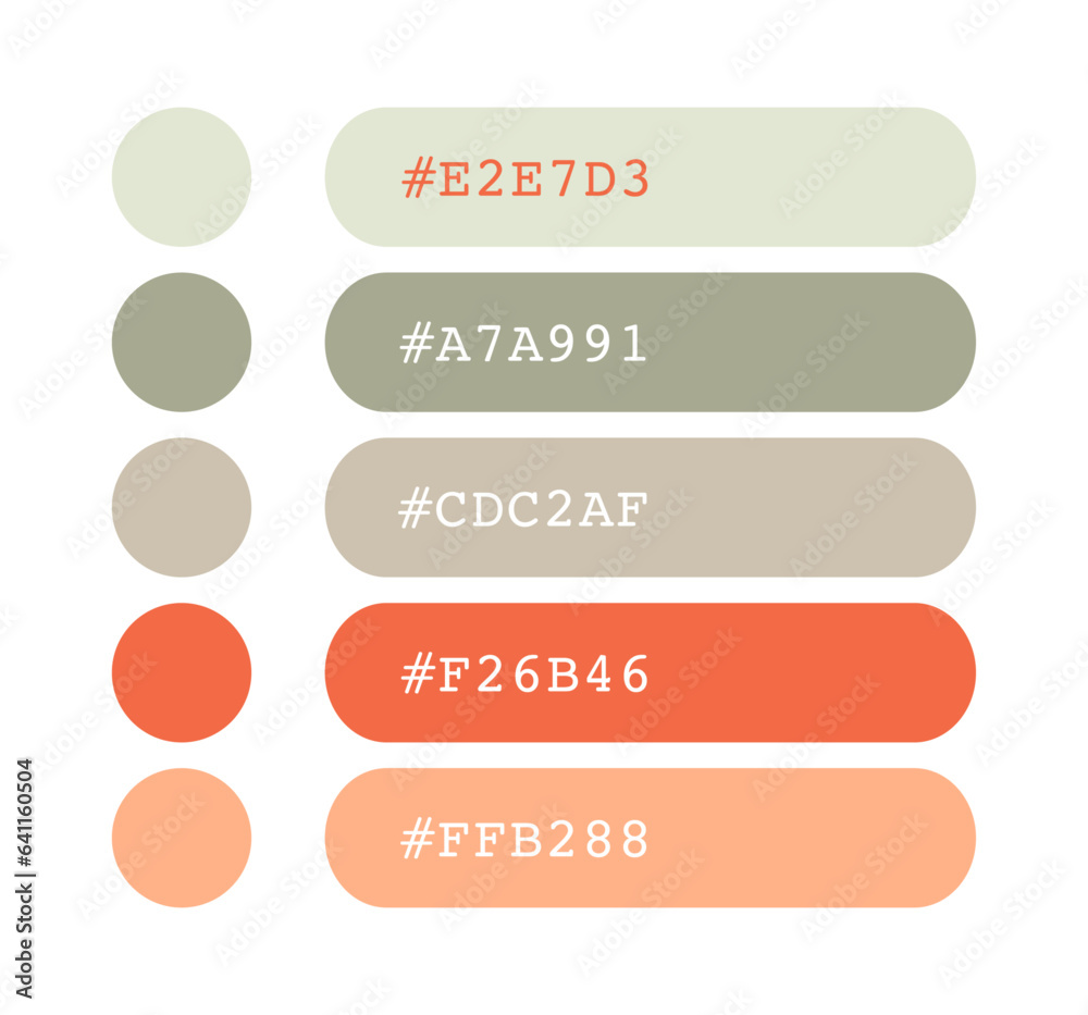Pink and green tones color palette, light pastel colors catalog, color ...