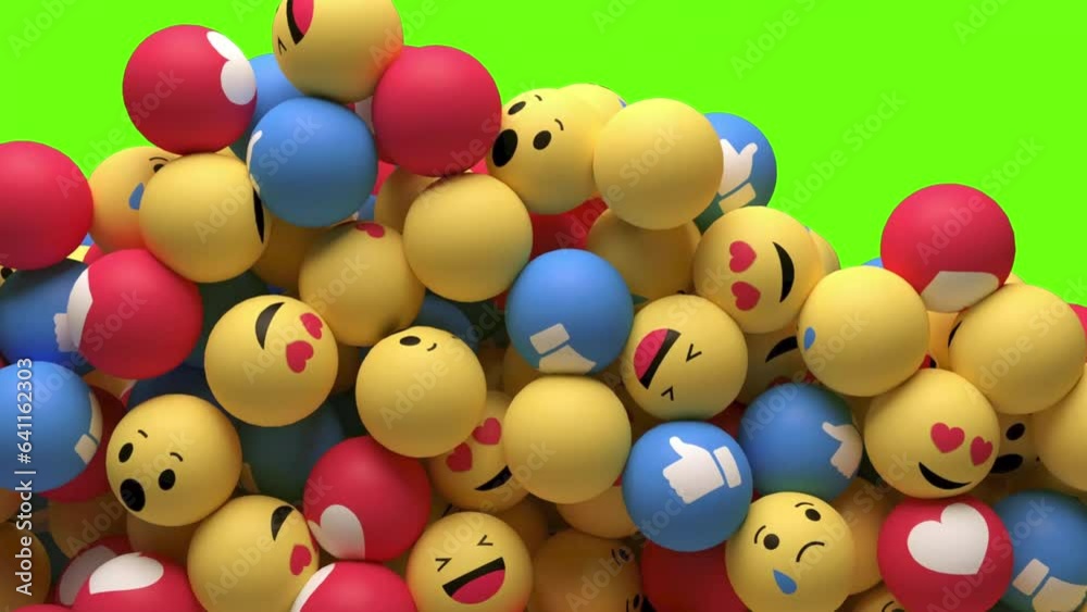 Editorial footage: Animation of falling and filling screen yellow balls ...