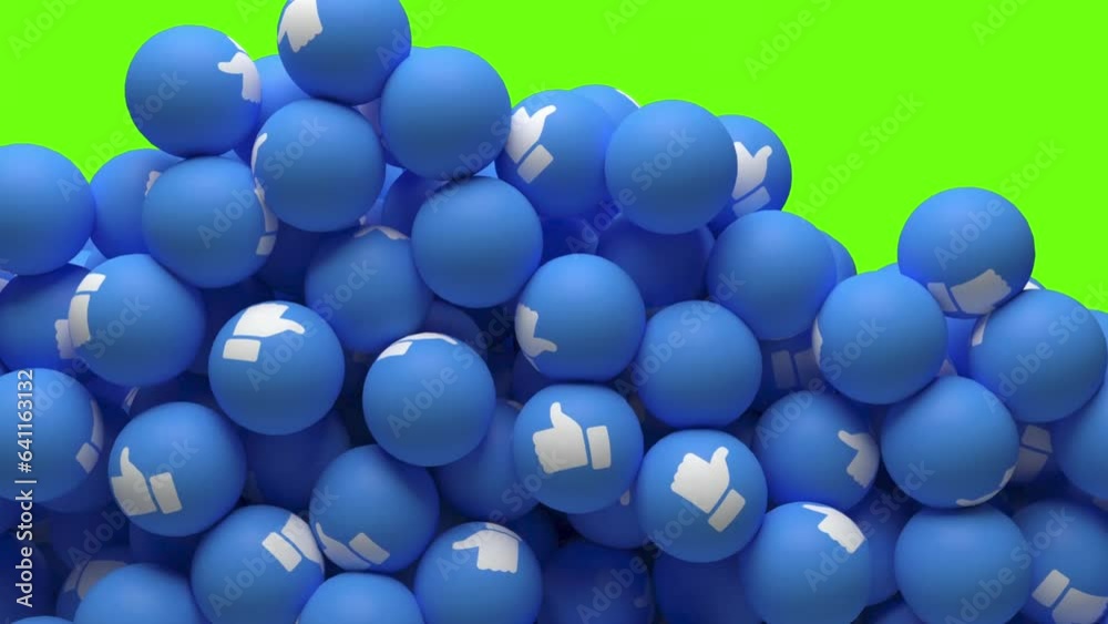 Editorial footage: Animation of falling and filling screen blue balls ...