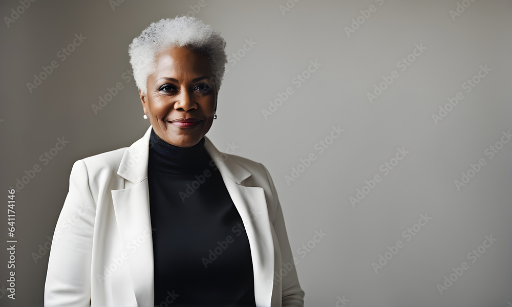 Beautiful Black Woman 60 Years Old In White Coat Posing For Photo Beautiful Black Lady With