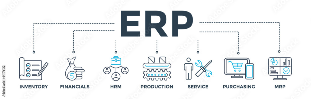 ERP banner web icon vector illustration concept for enterprise resource ...