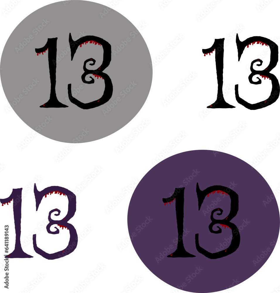 number thirteen vector illustration, halloween number thirteen with ...